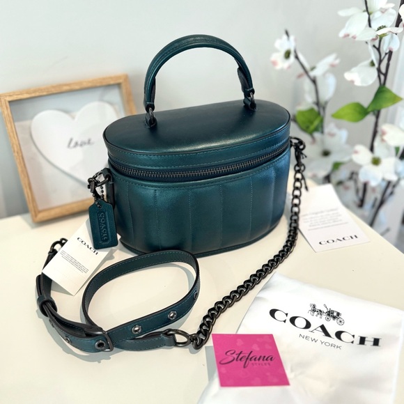 Coach | Bags | Nwt Coach Trail Bag Quilted Metallic Dark Green Leather ...